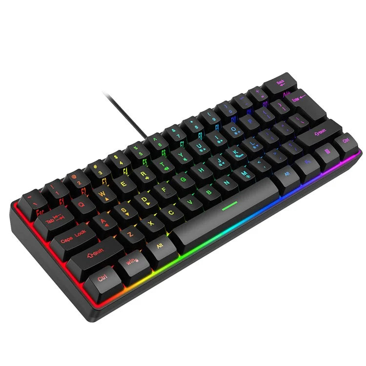 Y-FRUITFUL K401 Wired Keyboard 61-Key RGB Backlit Computer Office ...