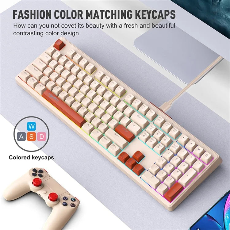 HXSJ V300 Mechanical Gaming Keyboard 108 Keys RGB Streamer Adjustable ...
