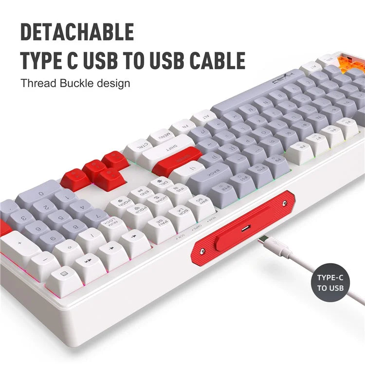 HXSJ V300 Mechanical Gaming Keyboard 108 Keys RGB Streamer Adjustable ...