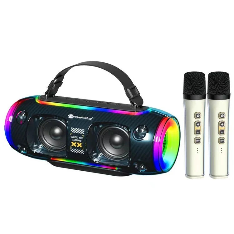 NR8806 Outdoor Bluetooth Speaker RGB Light Karaoke Soundbox with 2 ...